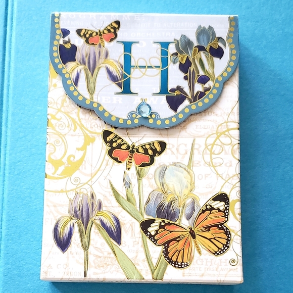 Design | Punch Studio Monogram H Batterfly Magnetic Closure Box 1 Note ...